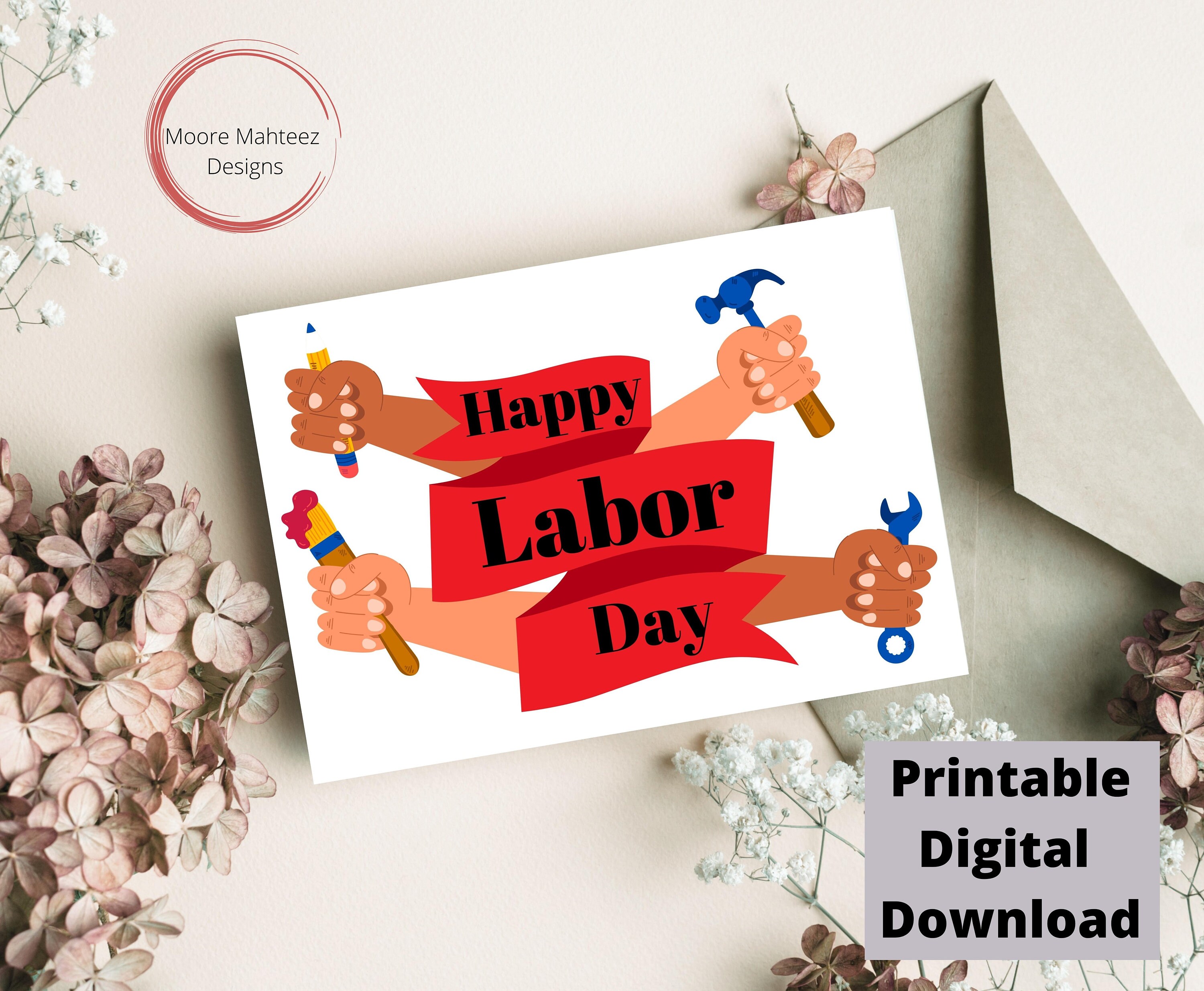 Printable Greeting Card | Labor Day Card| Woman | Instant Download ...