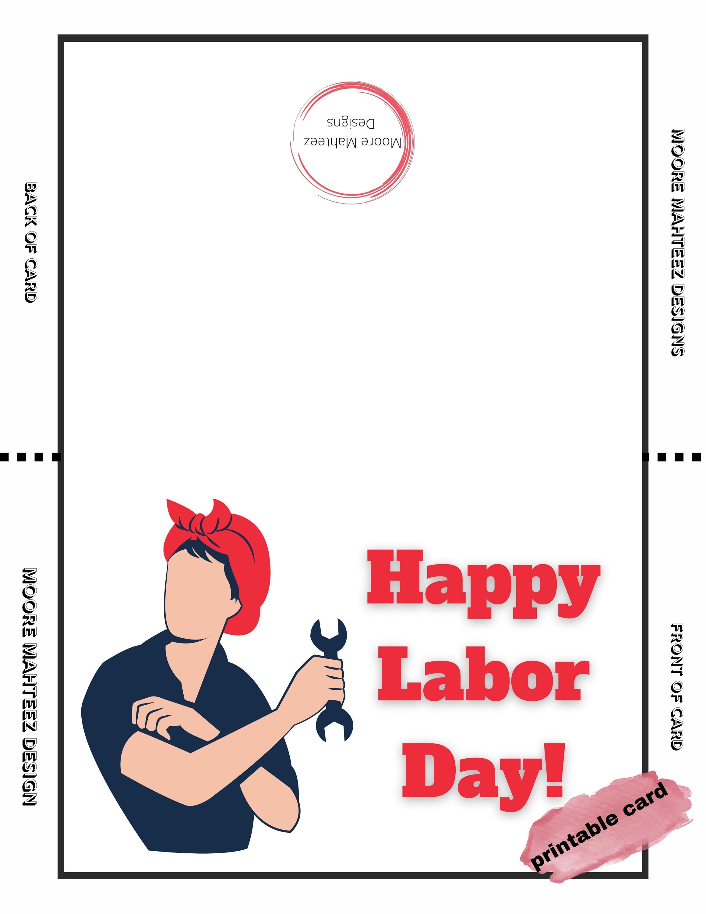 Printable Greeting Card | Labor Day Card| Woman | Instant Download ...