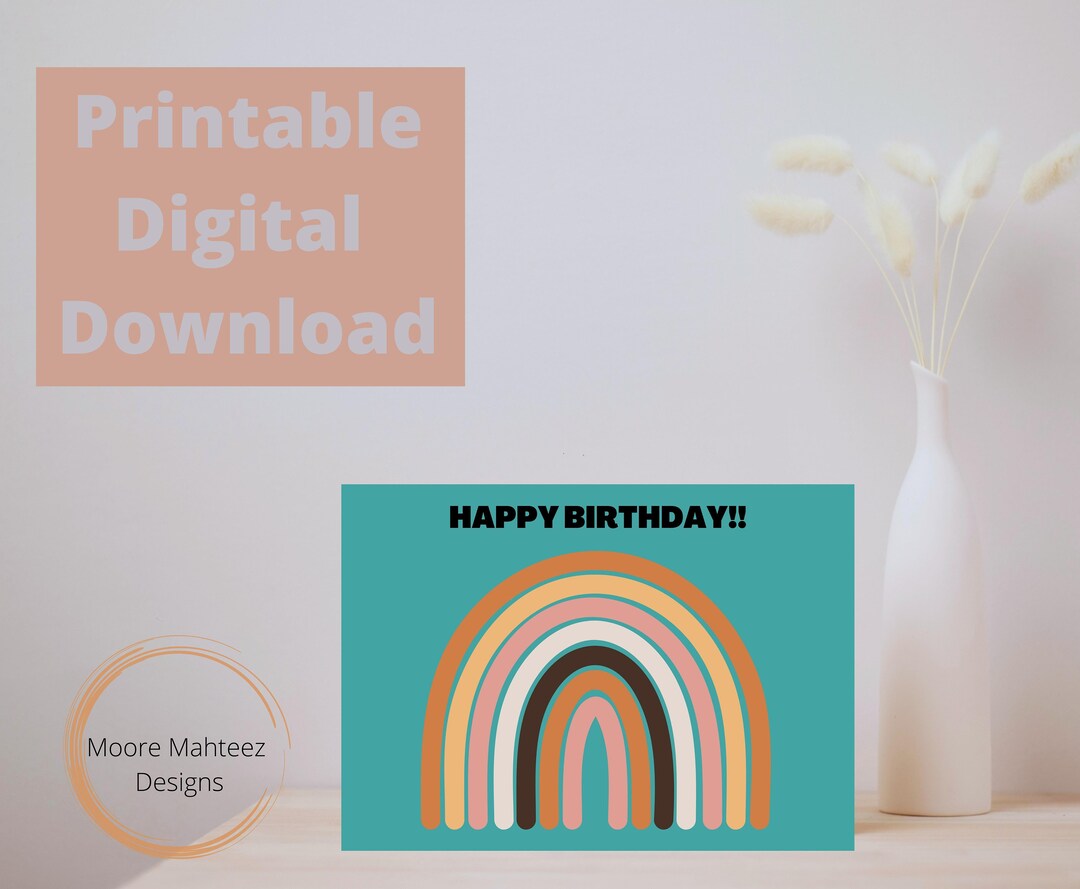 Printable Greeting Card | Rainbow Birthday Card | Happy Birthday ...