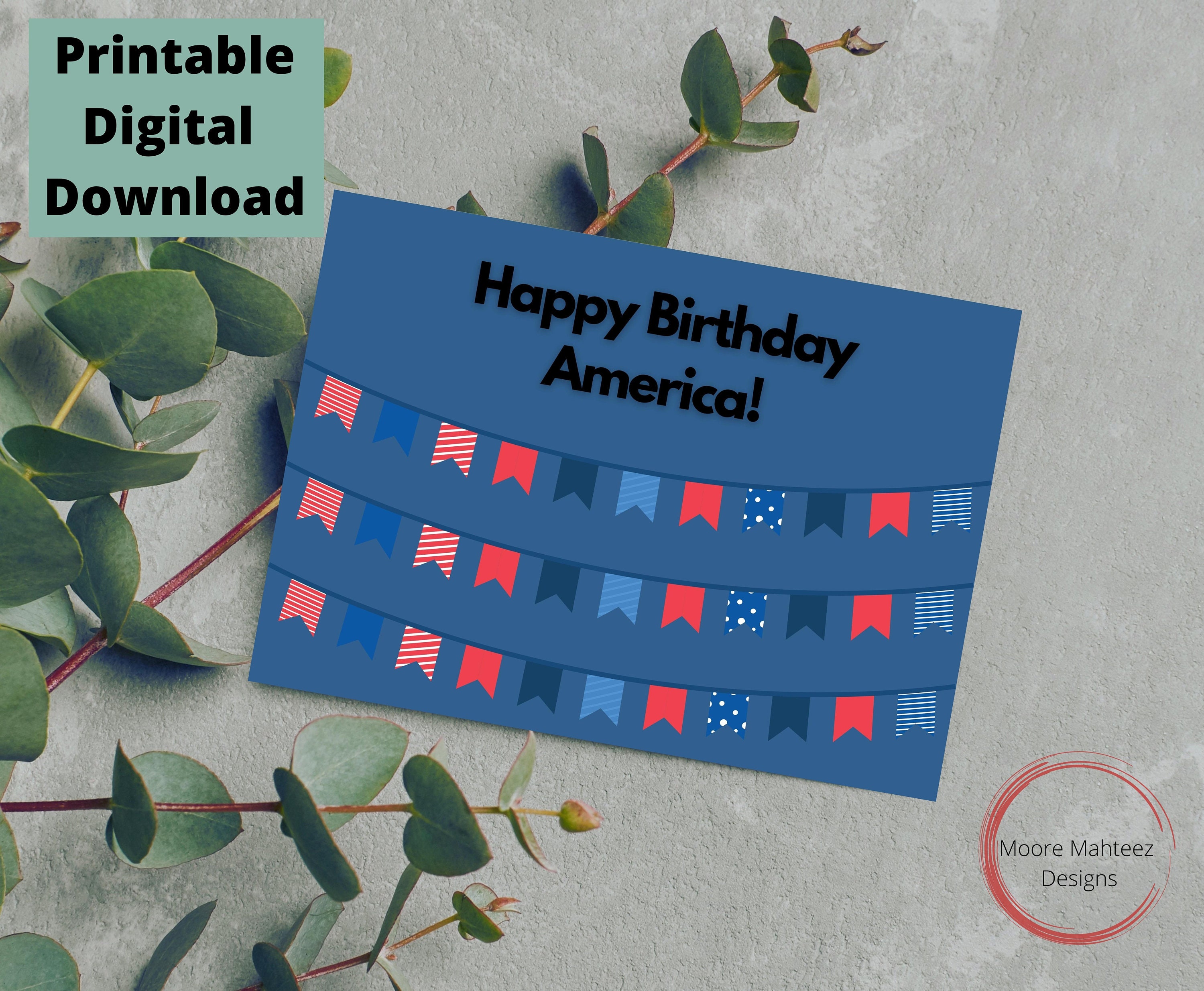 Printable Greeting Card | Happy Birthday America | Independence Day|4th ...