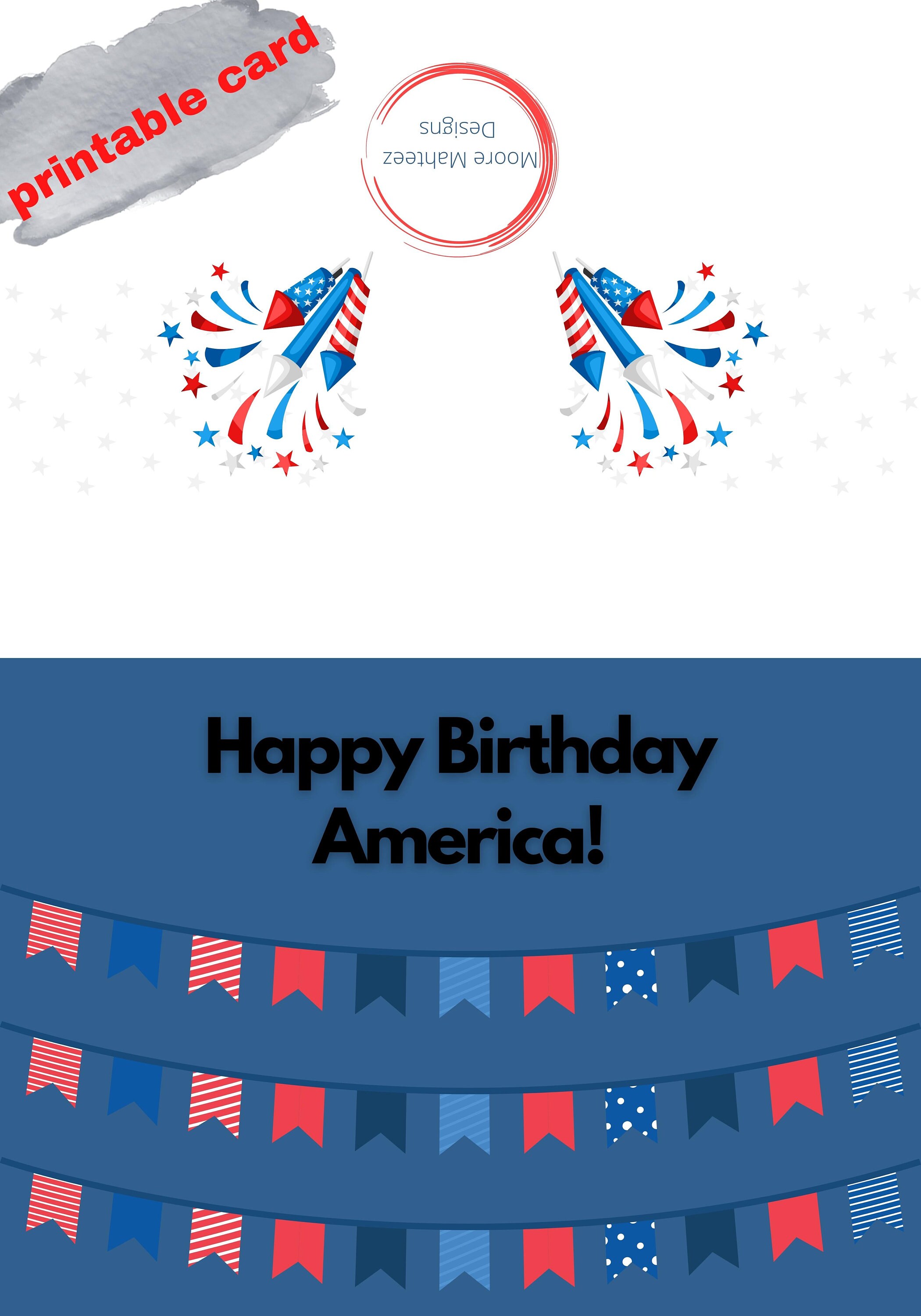 Printable Greeting Card | Happy Birthday America | Independence Day|4th ...