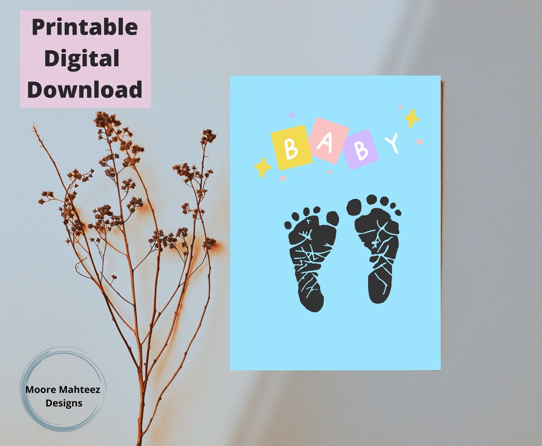 Printable Greeting Card | Blue Baby Card | Print at Home| Blank Inside ...