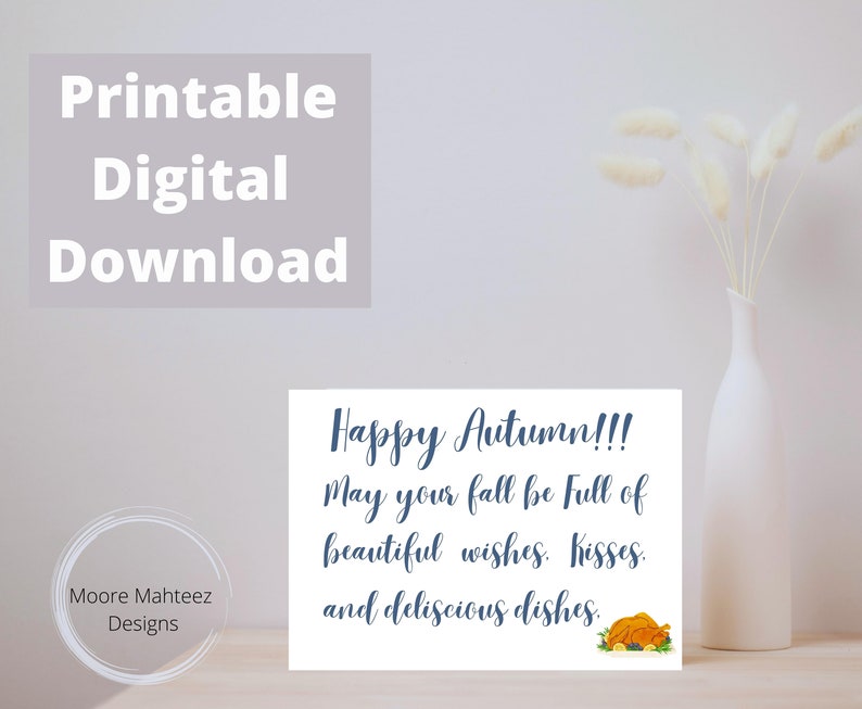 Printable Greeting Card | Autumn Card| Happy Fall Card | Instant ...