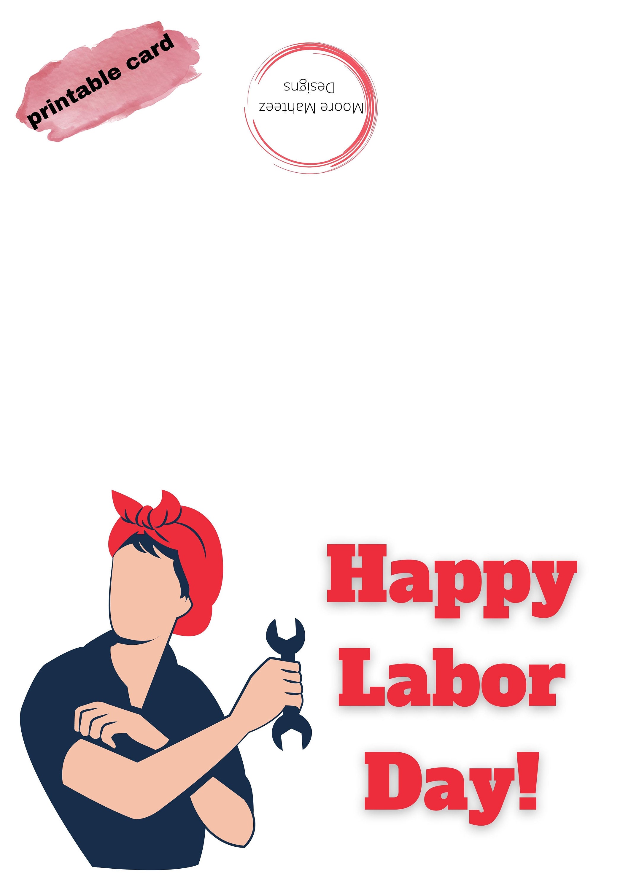 Printable Greeting Card Labor Day Card Woman Instant - Etsy