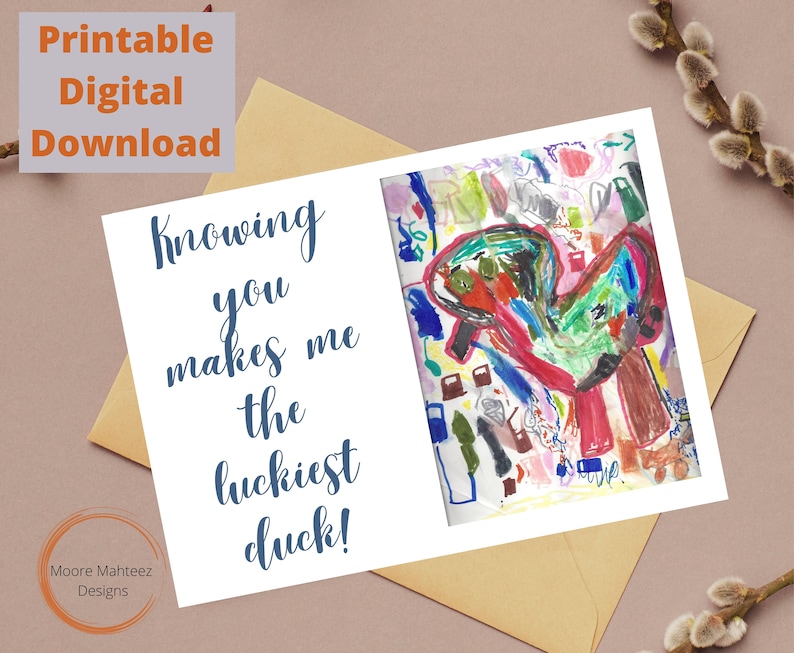 Printable Greeting Card Luckiest Duck Card Love Card - Etsy