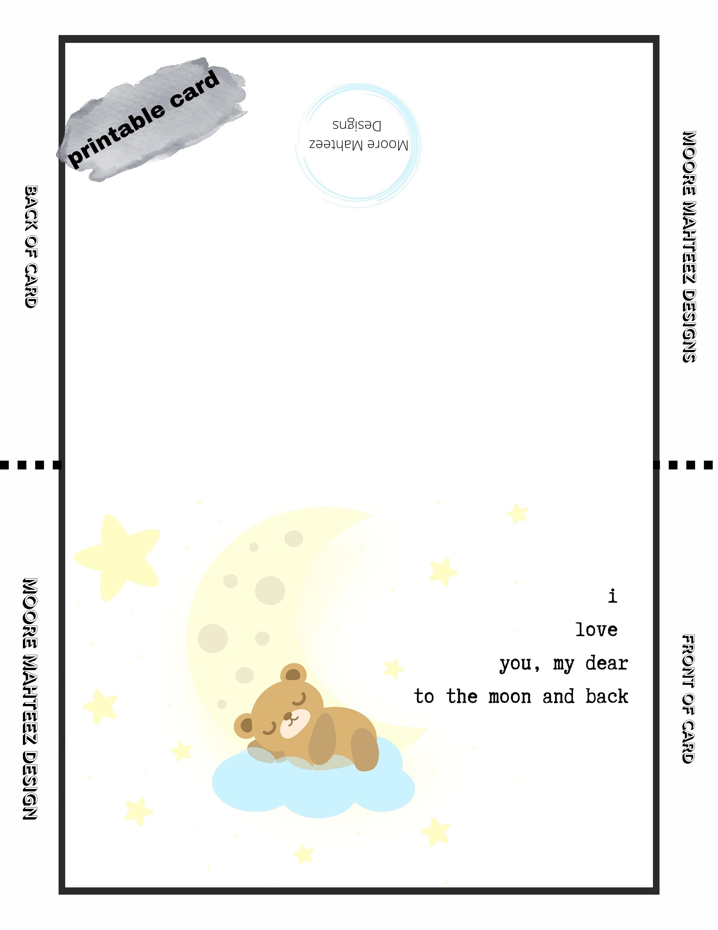 Printable Greeting Card | to the Moon and Back |moon | Instant Download ...
