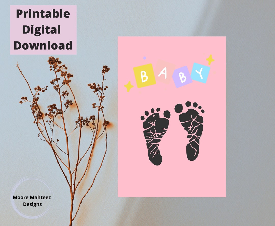 Printable Greeting Card | Pink Baby Card | Print at Home| Blank Inside ...