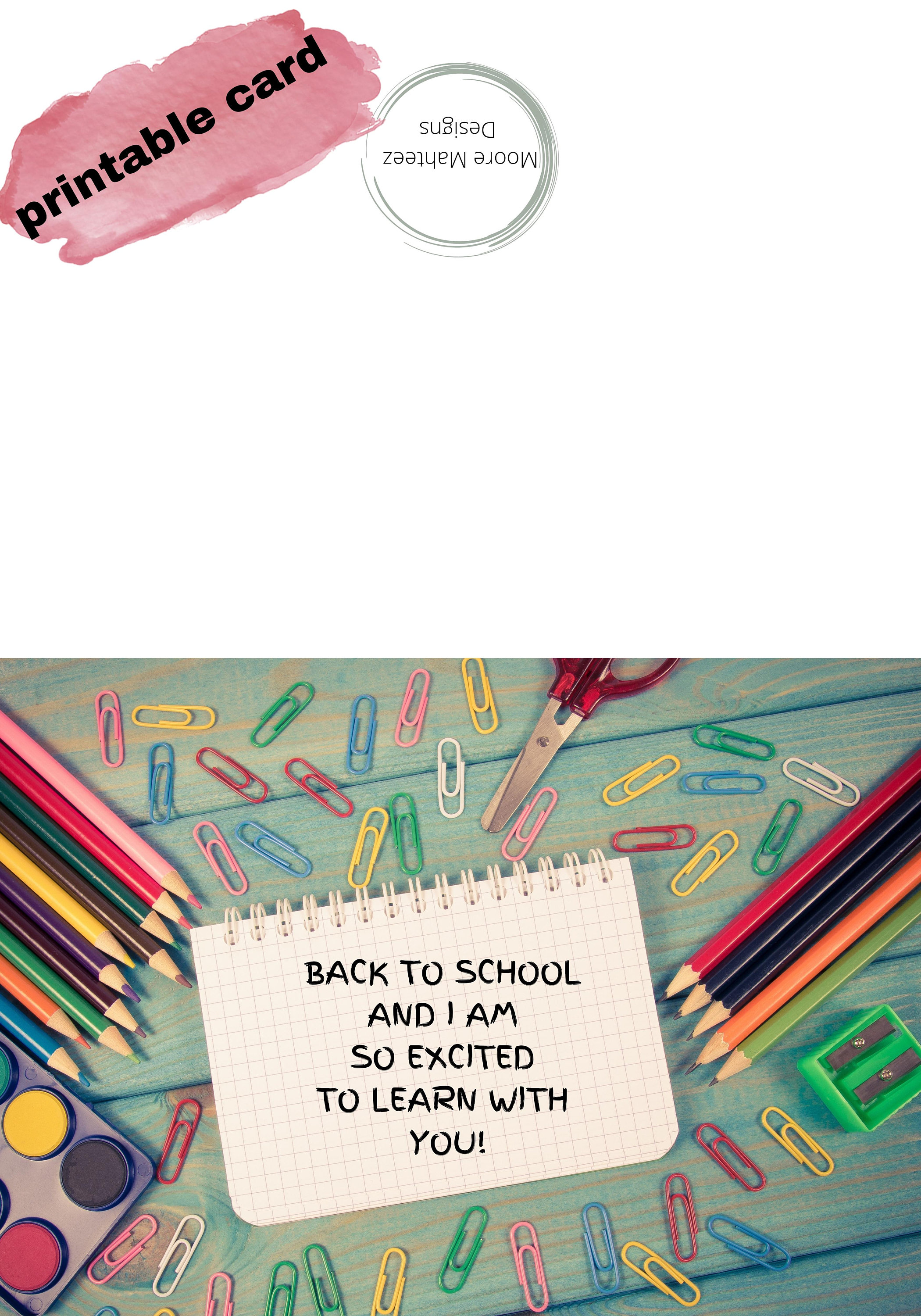 Printable Greeting Card | Back to School Card | for Student or Teacher ...
