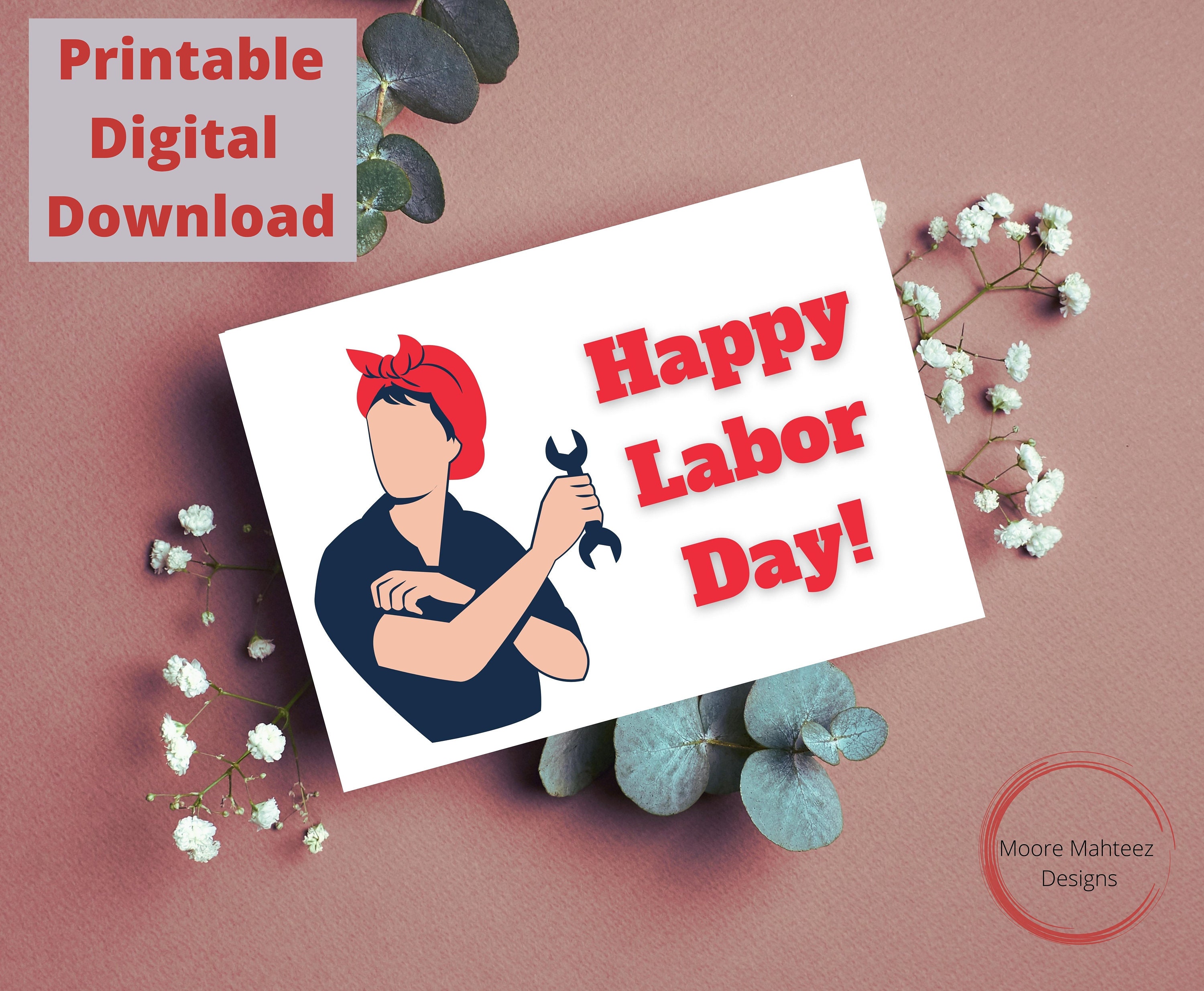 Printable Greeting Card Labor Day Card Woman Instant - Etsy