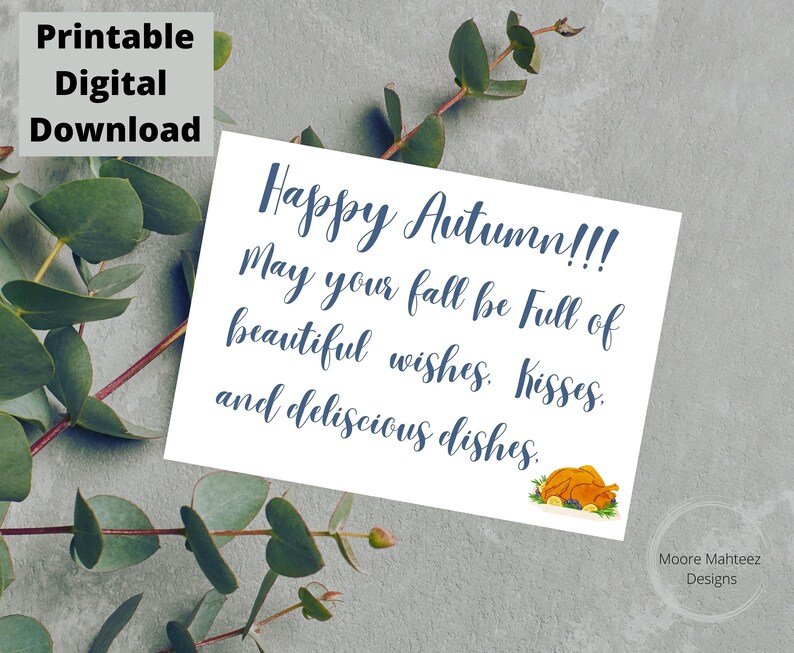 Printable Greeting Card | Autumn Card| Happy Fall Card | Instant ...