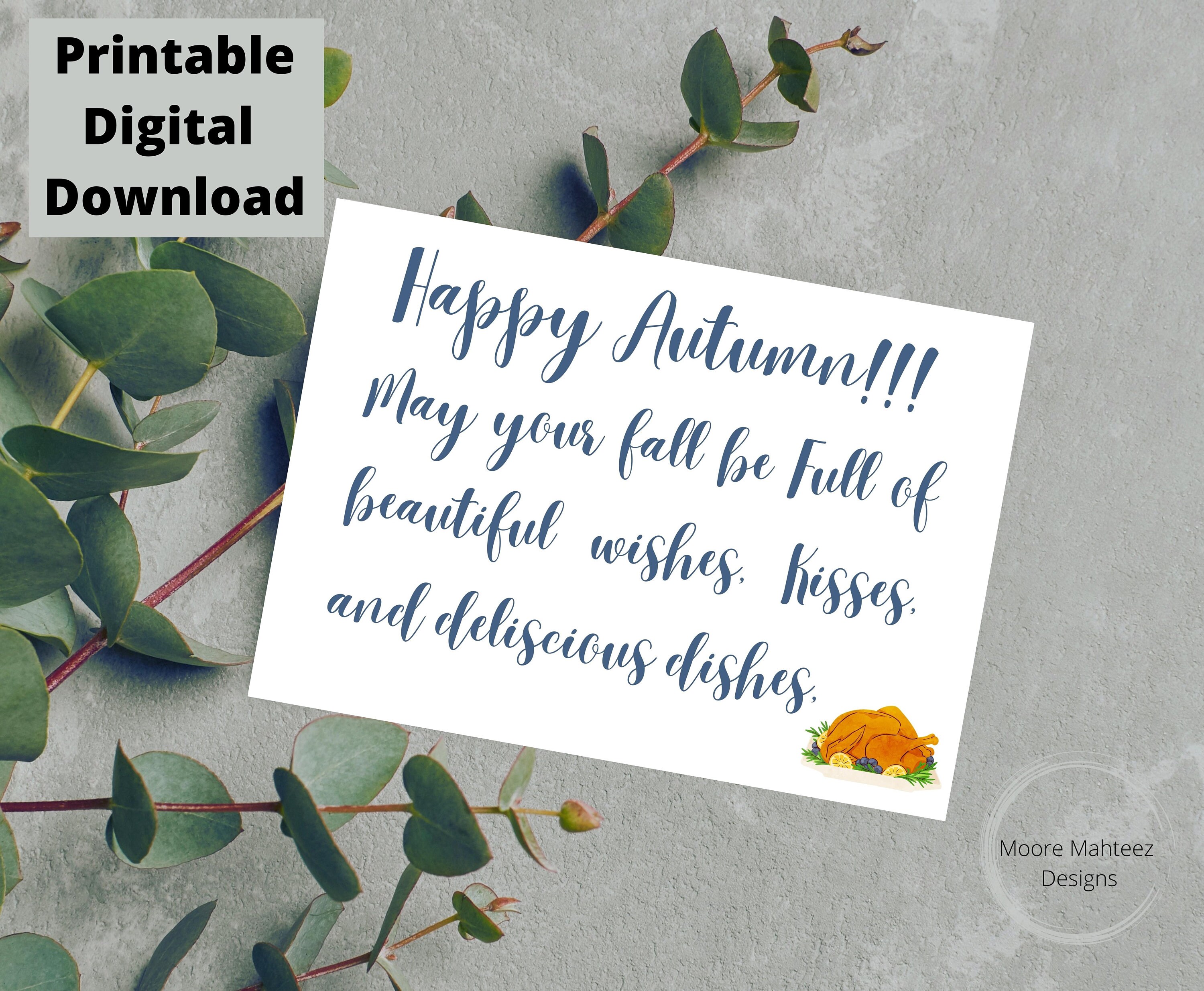 Printable Greeting Card | Autumn Card| Happy Fall Card | Instant ...