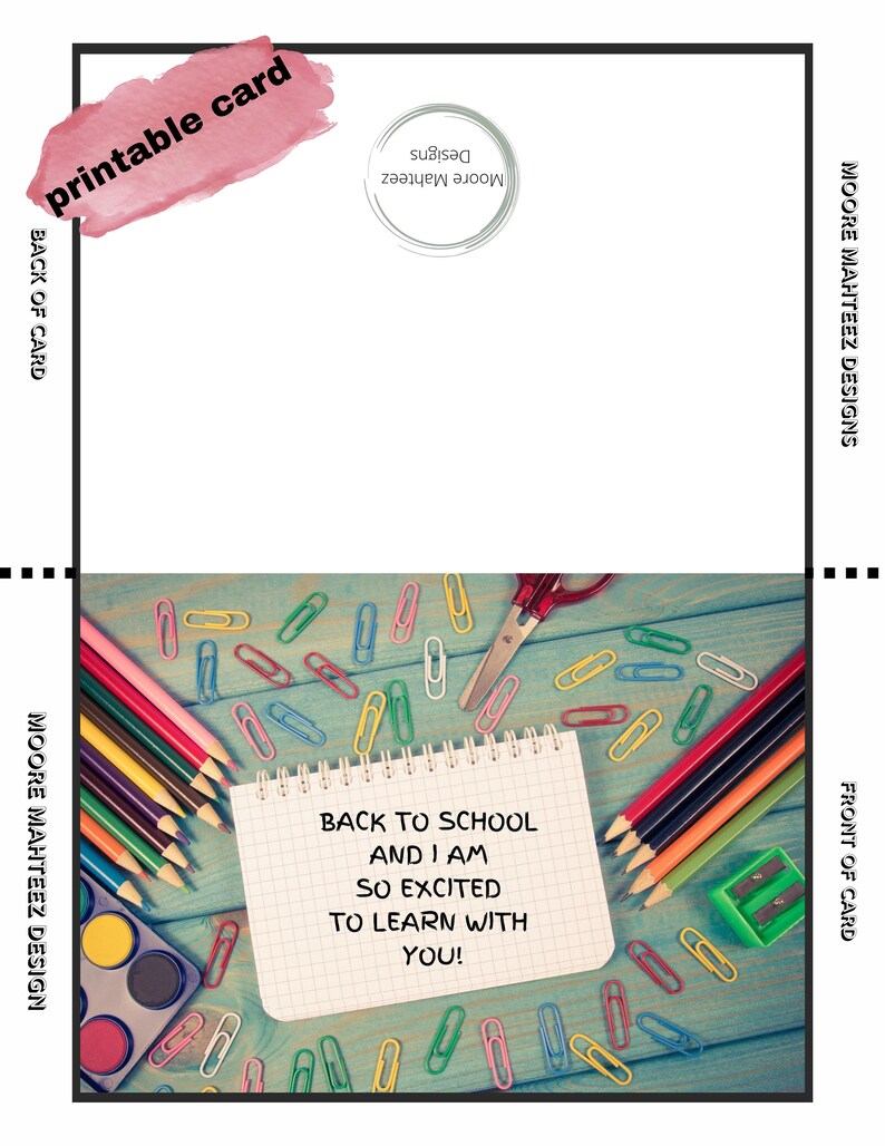Printable Greeting Card | Back to School Card | for Student or Teacher ...