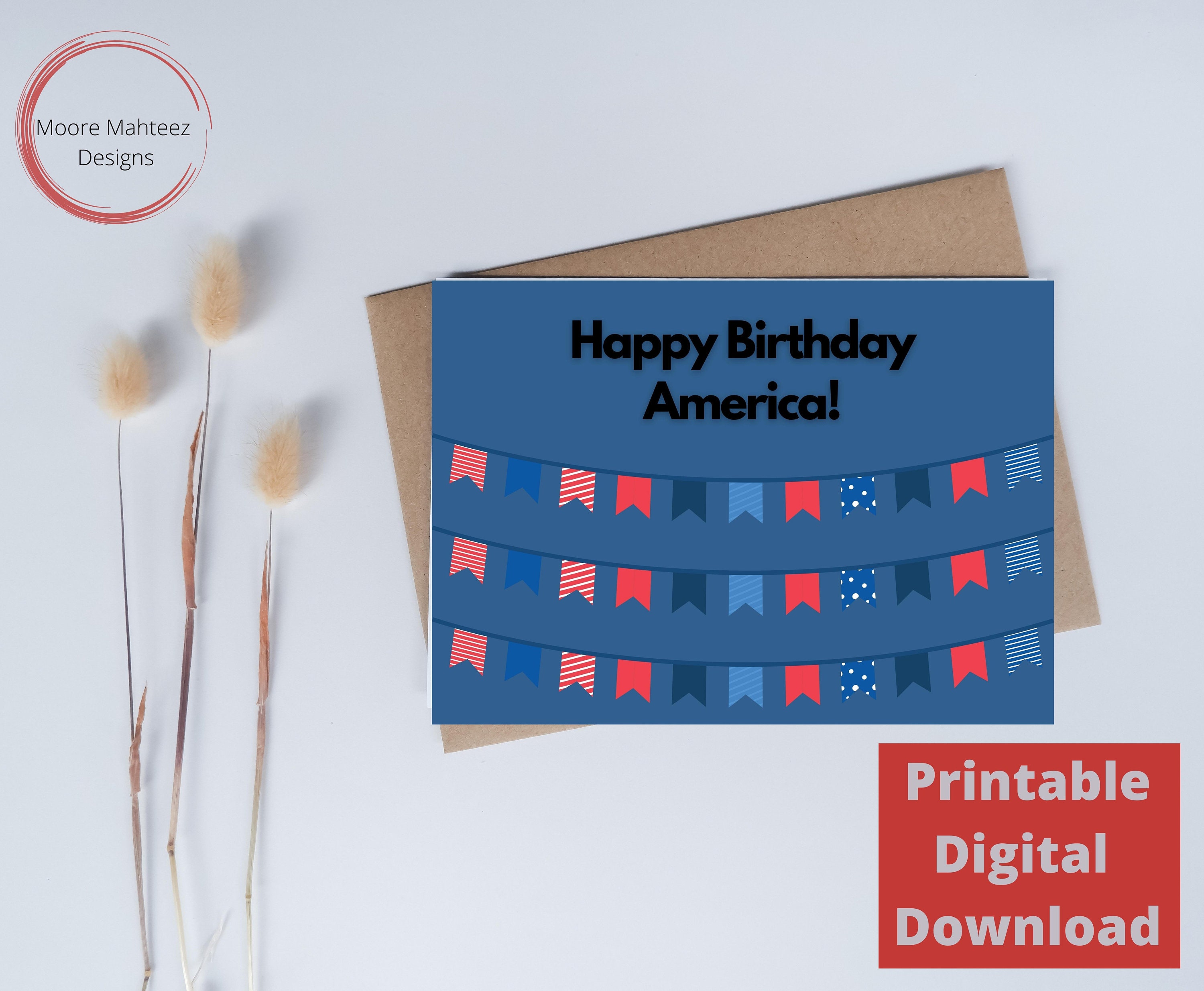 Printable Greeting Card | Happy Birthday America | Independence Day|4th ...