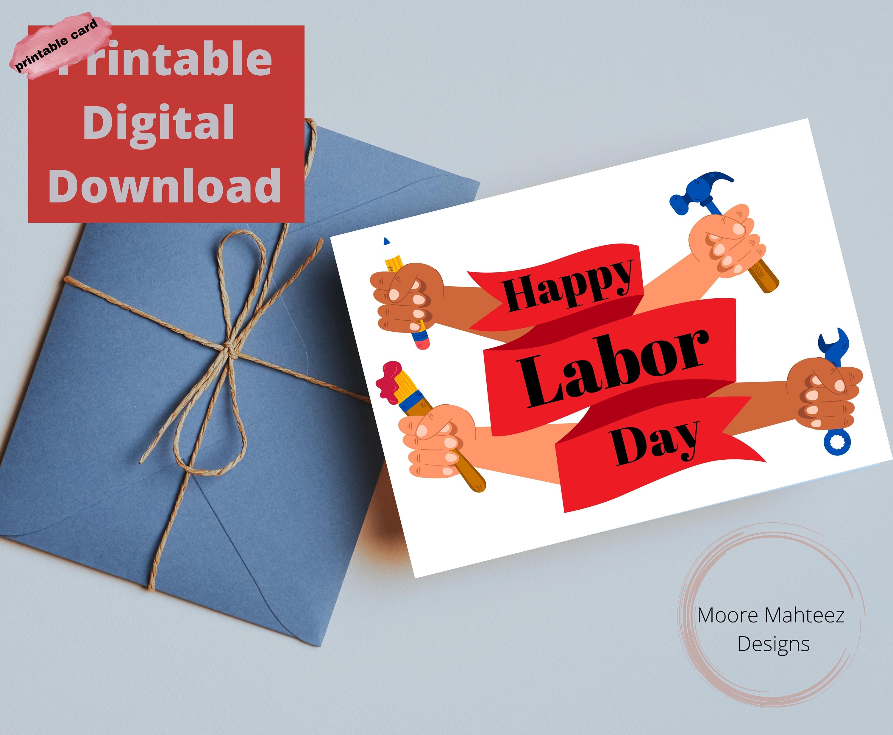 Printable Greeting Card | Labor Day Card| Woman | Instant Download ...