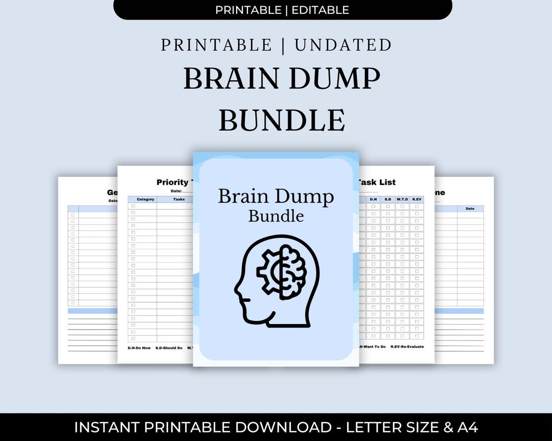 Brain Dump Journal, Thought Organization Planner, Mental Clarity ...
