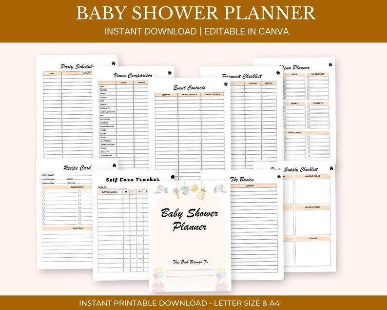 Baby Shower Planner Printable, Party Planning Organizer, Checklist ...