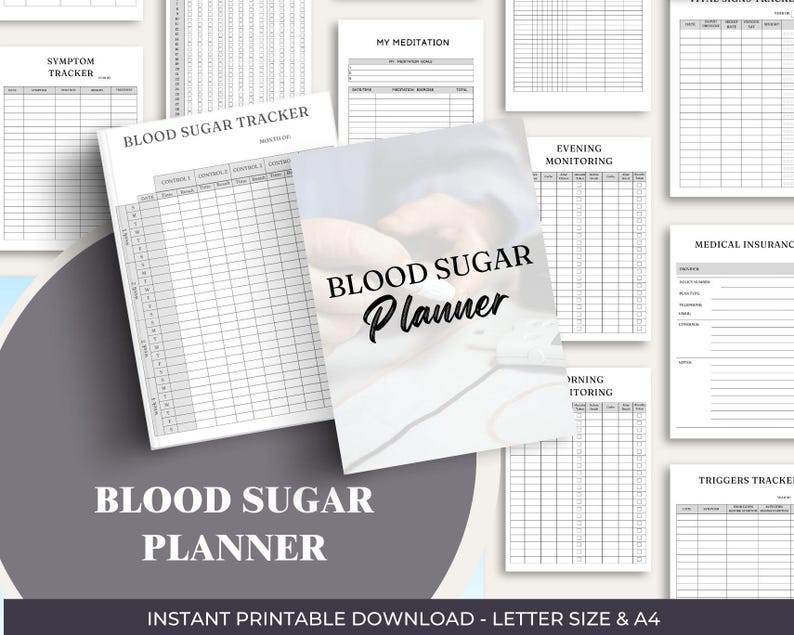 Blood Sugar Log Book, Diabetes Tracker Planner, Glucose Monitoring ...