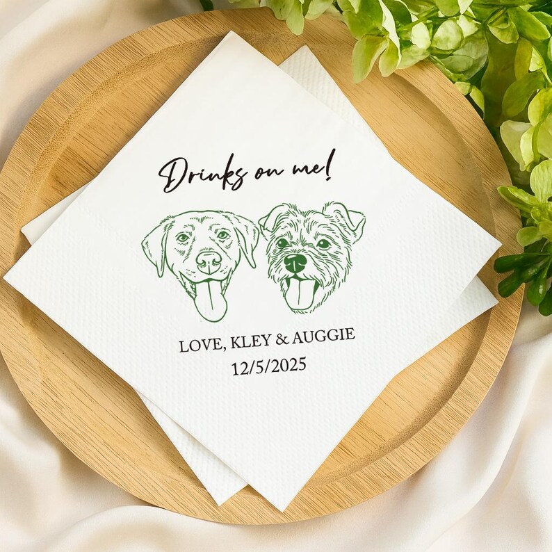 Custom Pet Portrait Napkins, Personalized Wedding Cocktail Napkins - Etsy