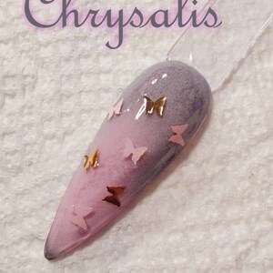 Chrysalis, Gray to Pink Thermal Dip Powder With Gold N Pink Butterflies ...