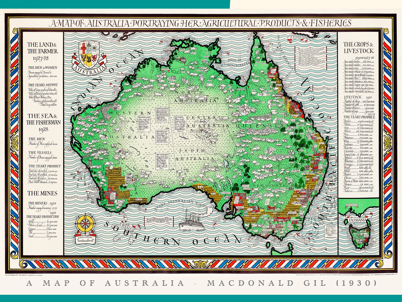 Macdonald Gil 1930 Vintage Australia Map Art Print Printable - Etsy ...