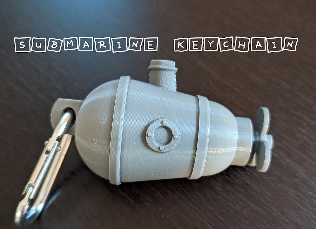 3D Printed Submarine Keychain | With Carabiner Clip - Etsy