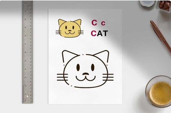C for Cat Coloring Sheet Instant Download and Print for Kids - Etsy