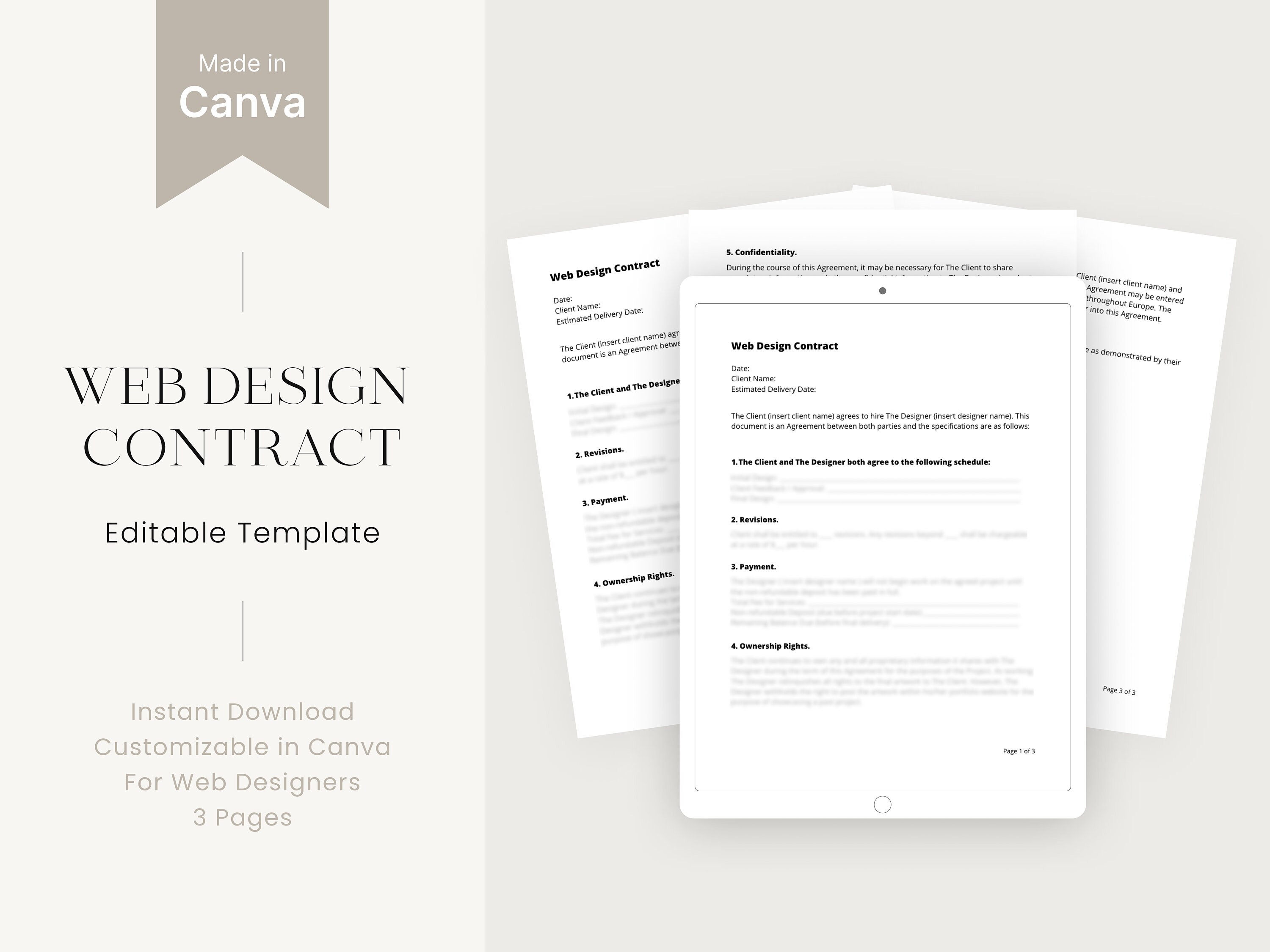 Client Contract Templates for Web Designers Web Design - Etsy