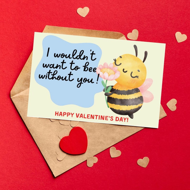 Bee Unique Downloadable Valentine's Day Cards for School, Preschool ...