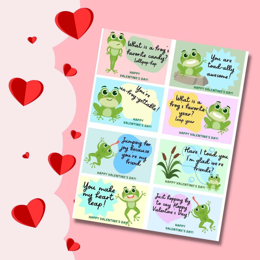 Frog Valentines Cards Perfect for the Classroom, Preschool, Friends ...