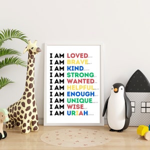 I AM Poster Art for Child, Baby, Toddler; Words of Affirmation and ...