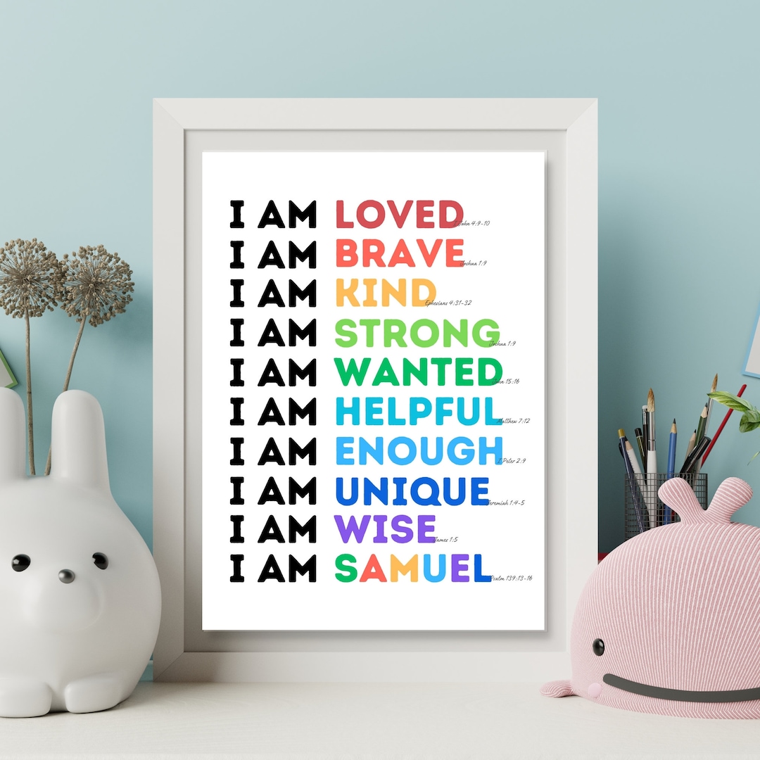 I AM Poster Art for Child, Baby, Toddler; Words of Affirmation and ...