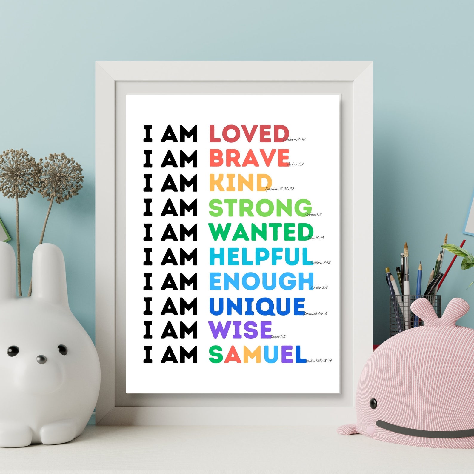 I AM Poster Art for Child, Baby, Toddler; Words of Affirmation and ...