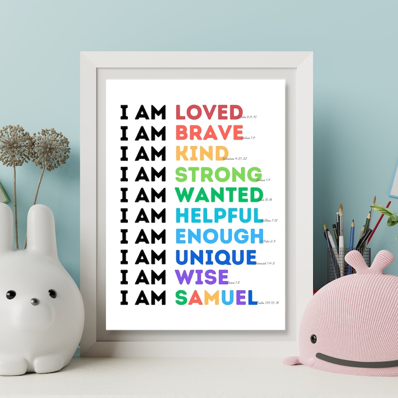I AM Poster Art for Child, Baby, Toddler; Words of Affirmation and ...