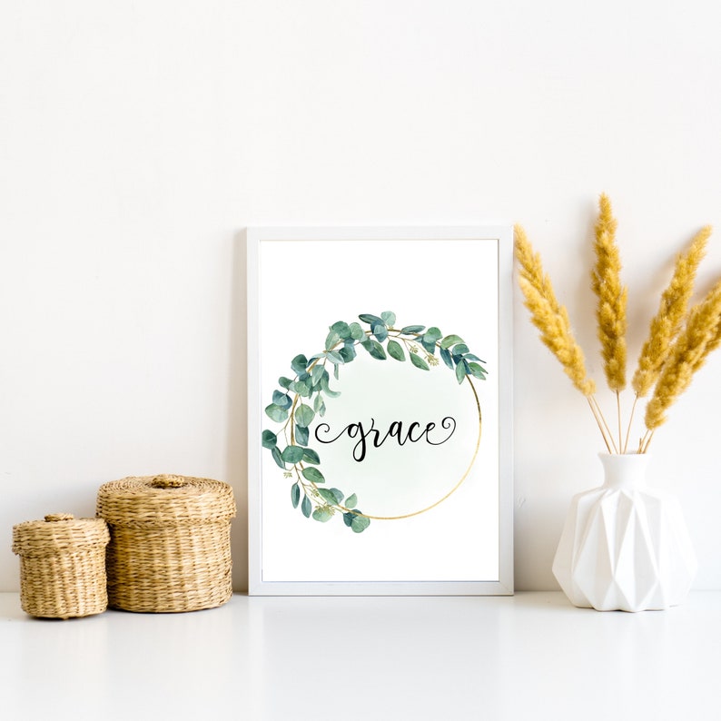Faith Hope Love Joy Peace & Grace Set of 6 Digital Prints in Eucalyptus ...