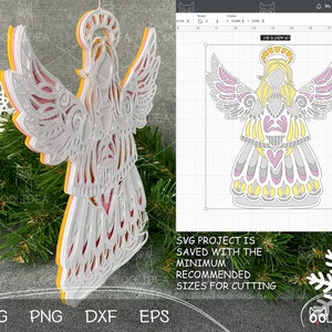 3D Paper Angel SVG Angel 3D Layered SVG Christmas Angel SVG Advent ...