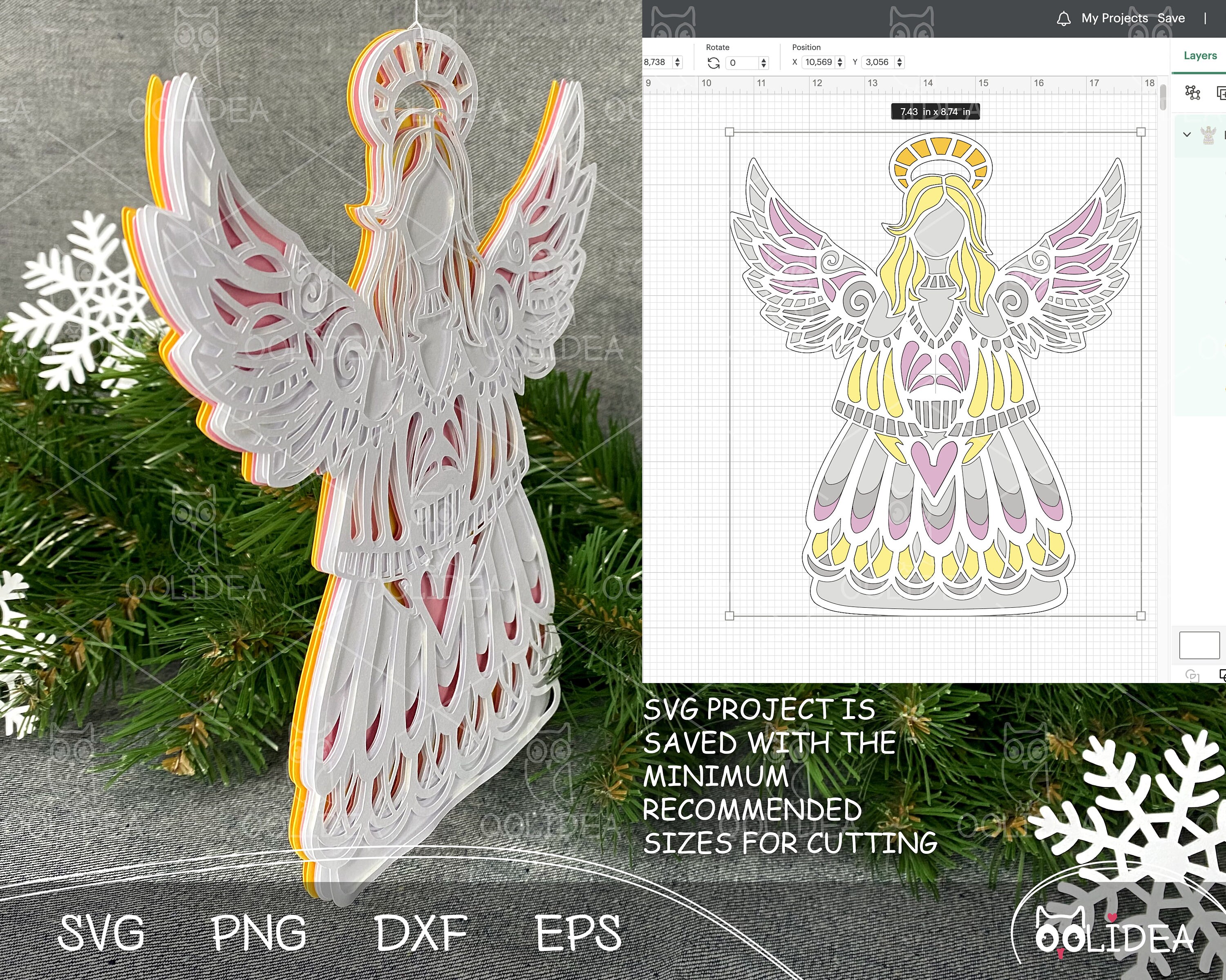 3D Paper Angel SVG Angel 3D Layered SVG Christmas Angel - Etsy UK