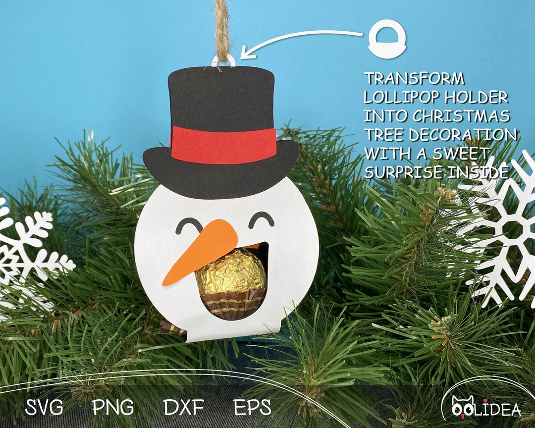 Snowman Lollipop Holder SVG | Christmas Candy Ornament (digital ...