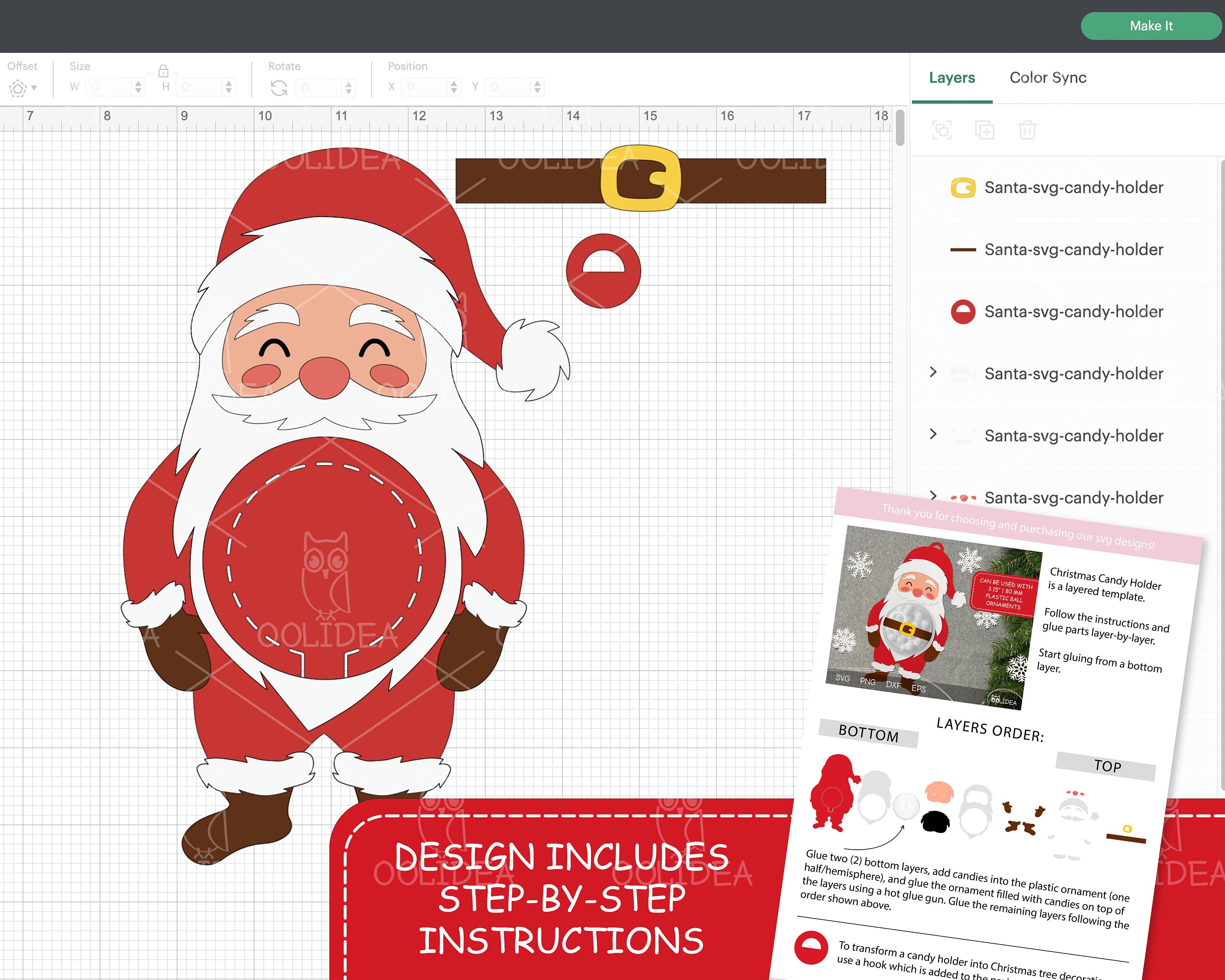 Christmas Santa Candy Dome SVG Candy Ornaments SVG - Etsy