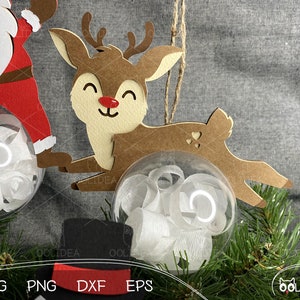 Santa, Reindeer, Snowman, and Elf SVG Candy Holder Ornament Xmas Ball ...