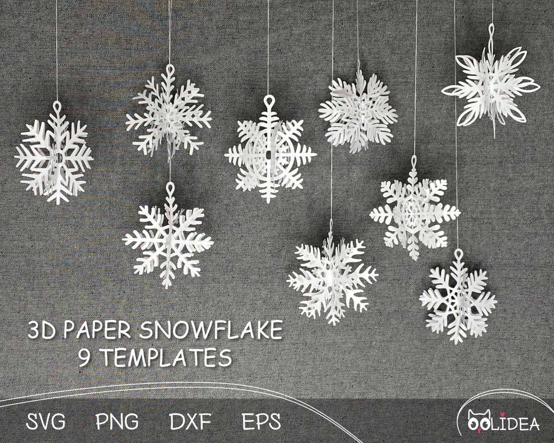 3D Paper Snowflake SVG Bundle: 9 Christmas Templates (digital Download ...