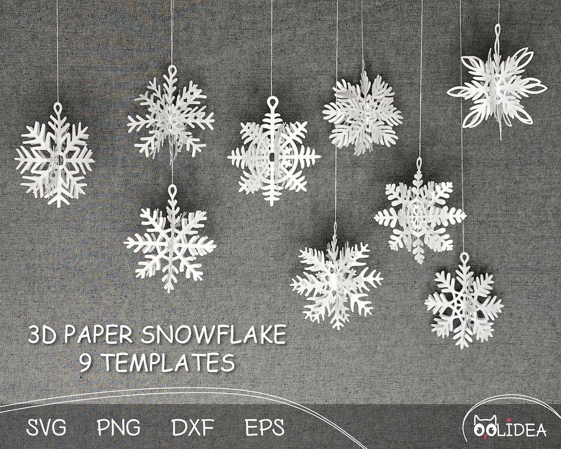 3D Schneeflocke SVG Bundle 1 9 Papier Schneeflocken SVG - Etsy.de