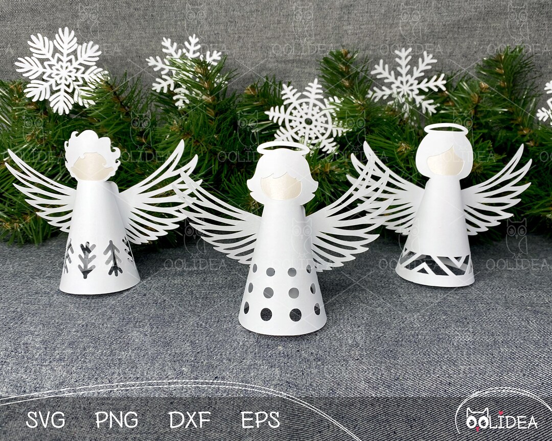 Paper Angel SVG Bundle 2 Angel Layered SVG 3D Angel Christmas Ornament ...