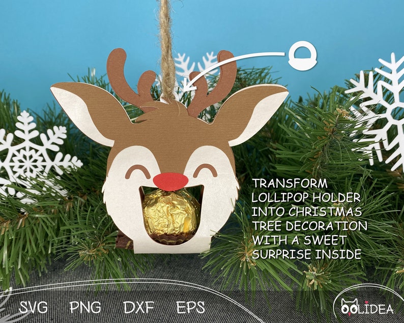 Christmas Lollipop Holder SVG Paper Christmas Reindeer Candy - Etsy