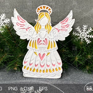 3D Paper Angel SVG Angel 3D Layered SVG Christmas Angel SVG Advent ...