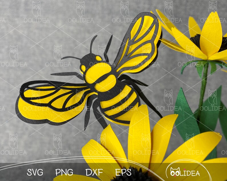 3D Black-eyed Susan Paper Craft Template: Bee Flower SVG Cut Files ...