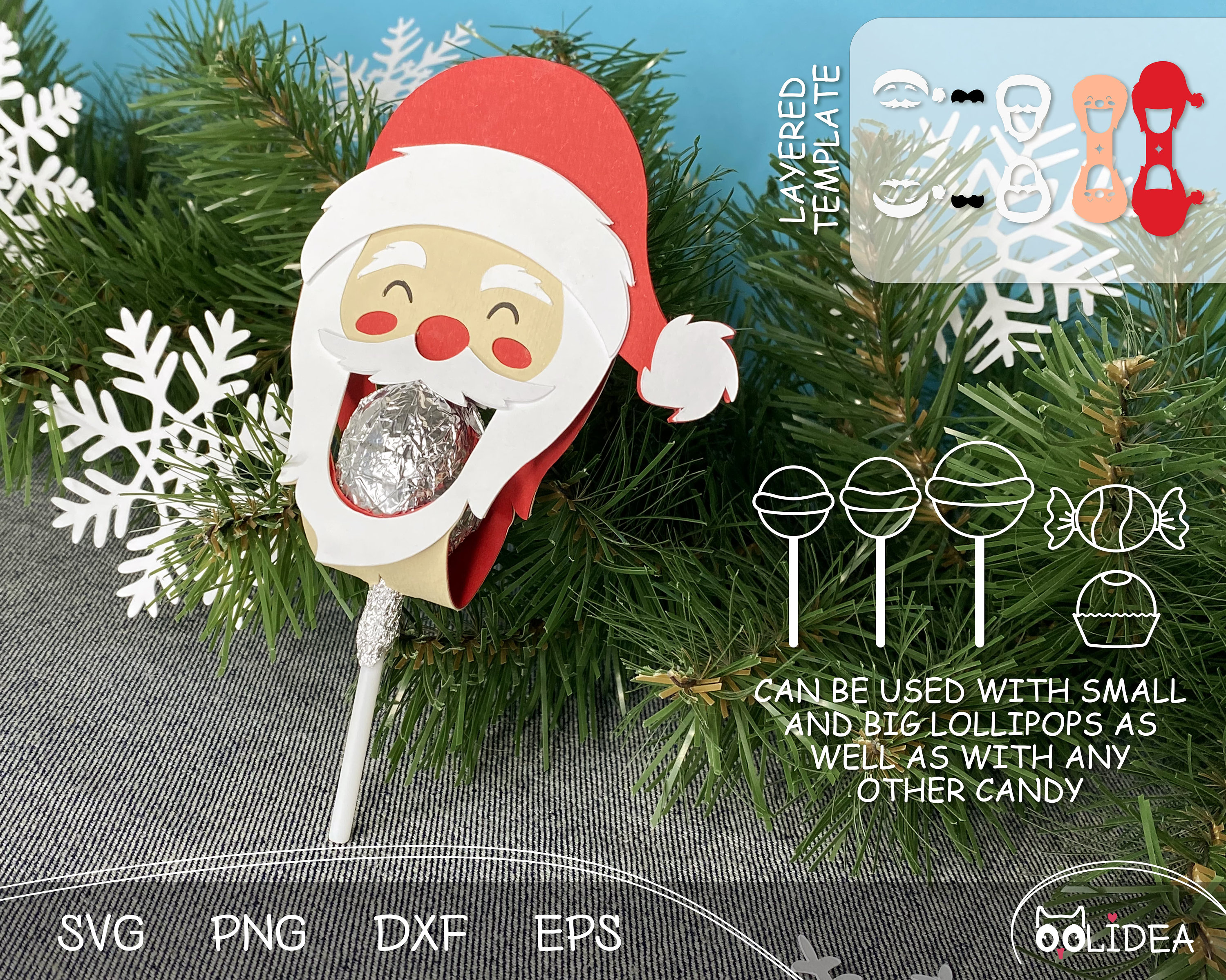 Christmas Lollipop Holder SVG Paper Christmas Santa Candy - Etsy