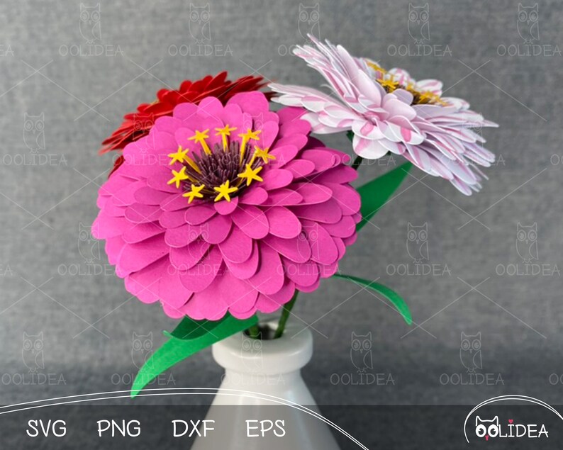 3D Zinnia Paper Flower SVG Template: DIY Bouquet (digital File) - Etsy