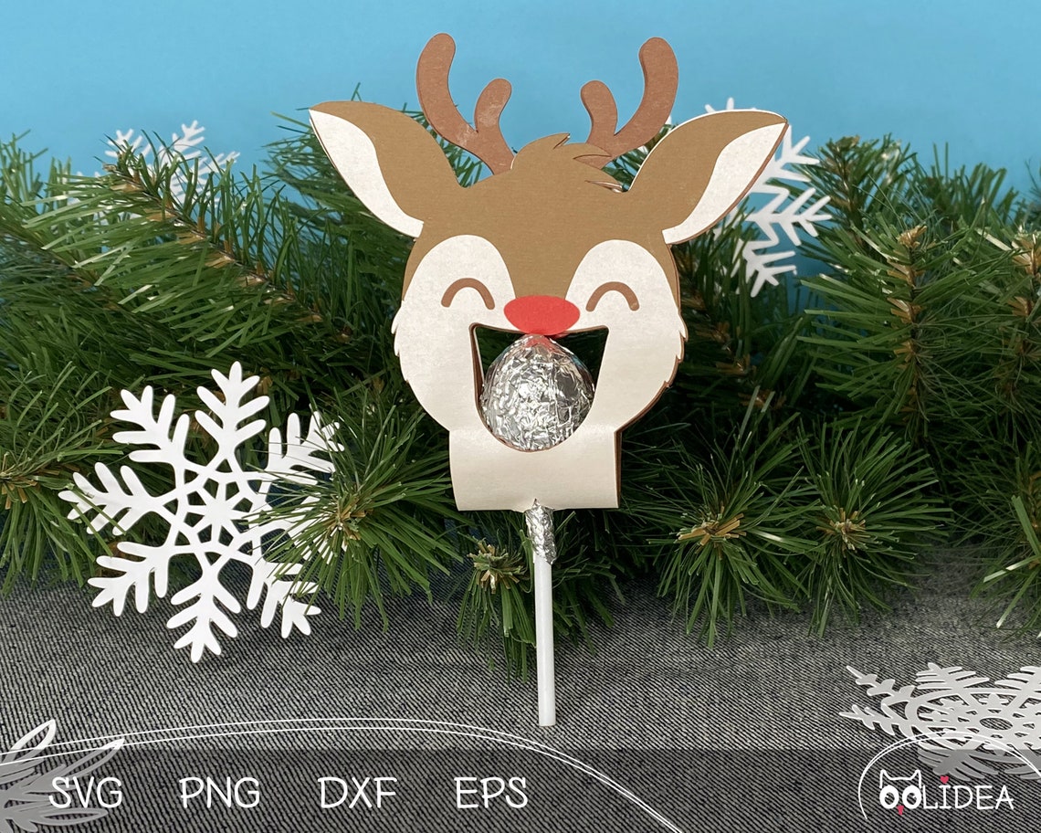 Christmas Lollipop Holder SVG Paper Christmas Reindeer Candy - Etsy