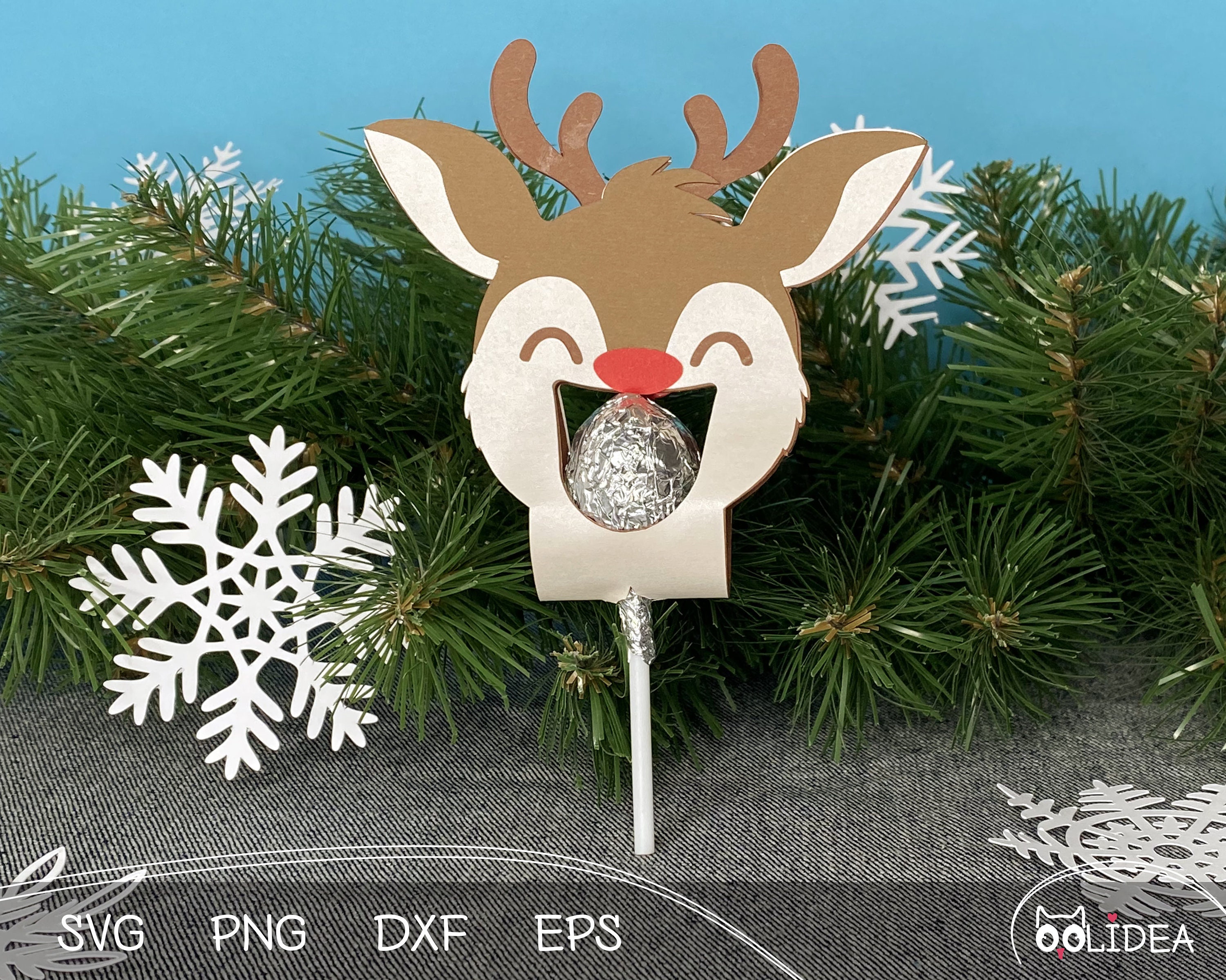 Christmas Lollipop Holder SVG Paper Christmas Reindeer Candy - Etsy
