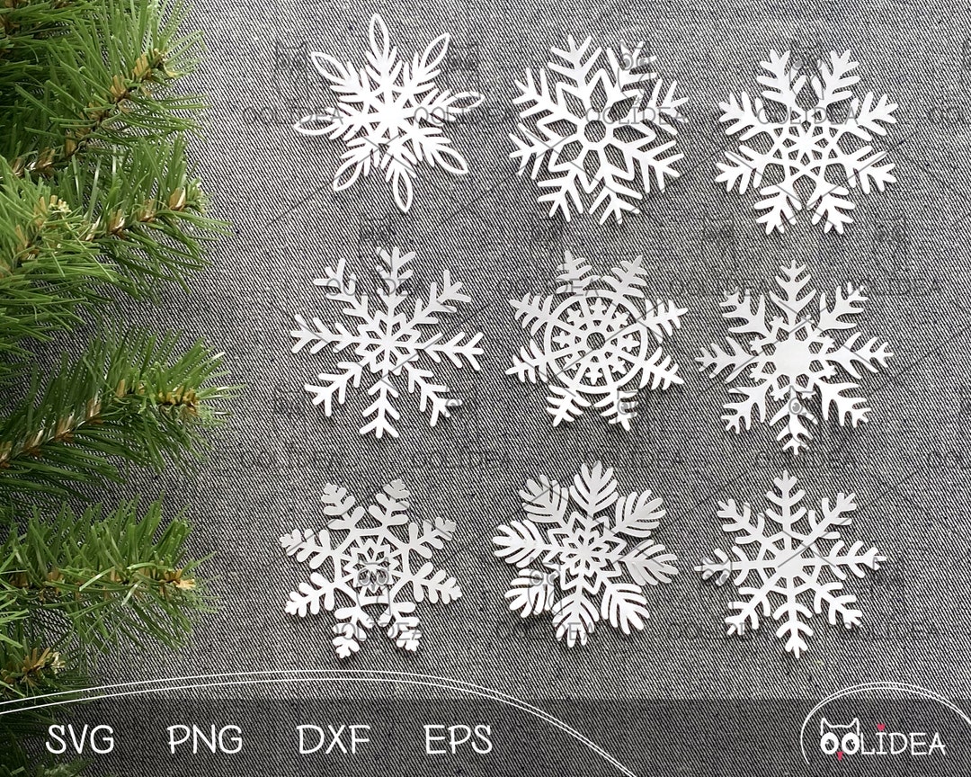 Snowflake SVG Bundle 1 9 Paper Snowflakes SVG Template Winter Snowflake ...